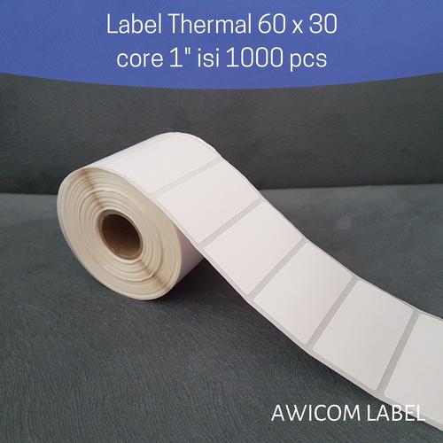 Jual Label Barcode Thermal 60x30 mm 60 x 30 core 1" inch isi 1000 pcs ...