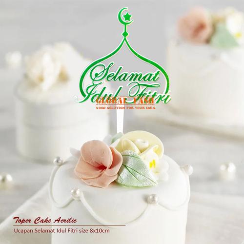 Jual Cake topper idul fitri / topper cake hiasan kue lebaran hijau ...