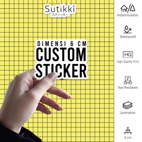 Jual Custom Produksi Print Sticker Vinyl Die Cut 6 cm - 6cm Doff Glossy ...