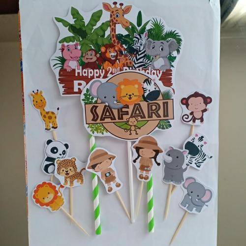 Jual TOPPER CAKE GAMBAR ANIMAL HEWAN SAFARI CUSTOM NAMA Topper cake ...