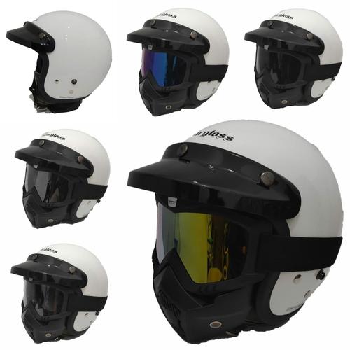 Jual Helm Cargloss Retro Putih Paket Goggle Mask - Goggle Gold, XL ...