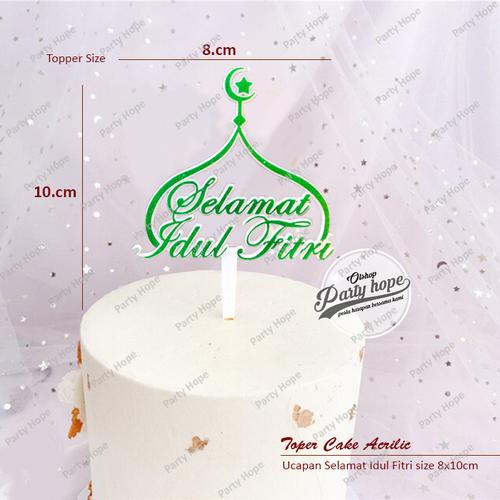 Jual Cake topper idul fitri / topper cake hiasan kue lebaran hijau ...