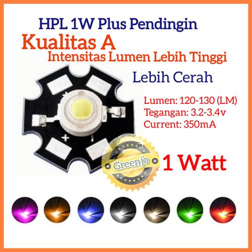 Jual Led HPL Super Bright 1W Plus Heatsink Bintang Warna Putih Merah ...