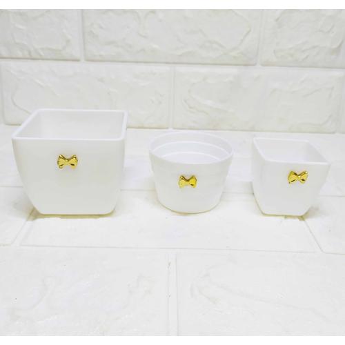 Jual Pot Mini Putih Pita bow mini emas - Pot Mini Imut cantik - Kotak ...