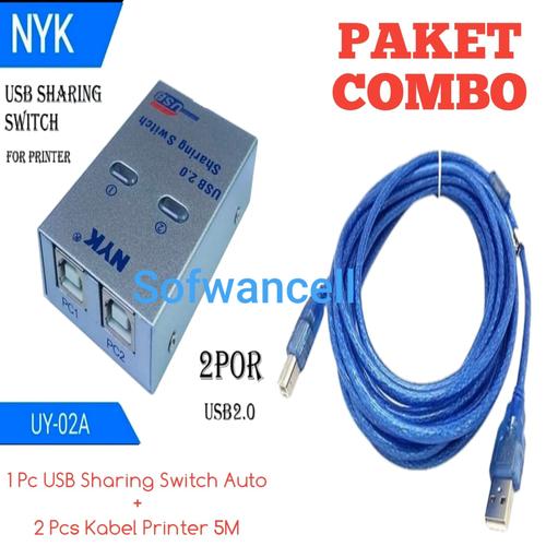 Jual PAKET AUTO SWITCH PRINTER + KABEL PRINTER USB 2.0 - SHARING SWITCHER 2 - KABEL 1.5M ...