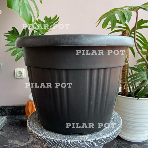 Jual Pot Bunga Tanaman Plastik Grace 35 Hitam Kuping Bahan Tebal ...