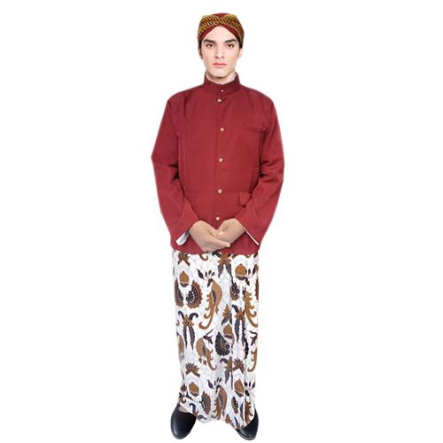 Jual Setelan Beskap Jarik Blangkon dan Selop Jawa Sunda Tema Merah ...