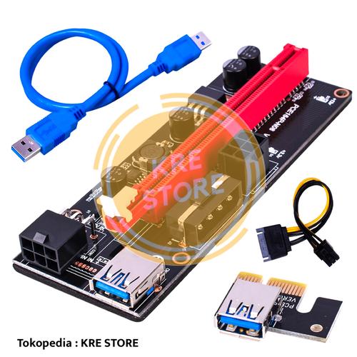 Promo USB 3.0 RISER PCI-E Express Riser Card 1x 16x SATA 4 kapasitor V009s - Merah - Hitam ...