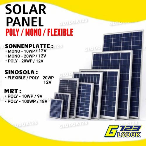 Jual Solar Panel Cell Tenaga Surya Mono Poly Flexible 10WP 20WP 100WP ...