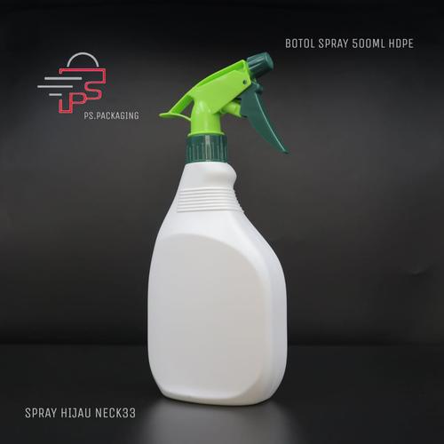 Jual Botol spray 500ml HDPE putih Tutup hijau / Botol kispray 500ml ...