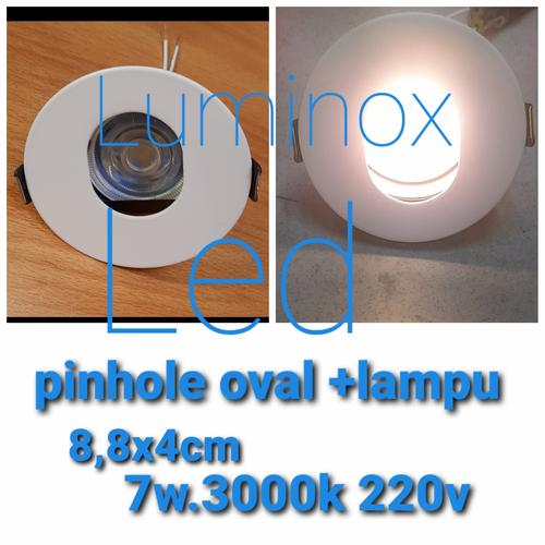 Jual kap halogen pinhole oval + lampu 7watt 7w 7 watt spotlight tembak ...