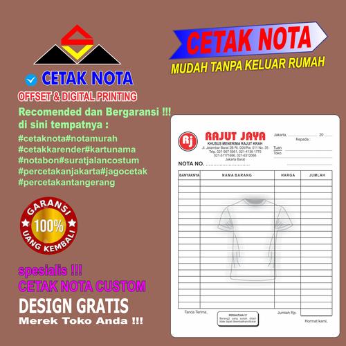 Jual Cetak NOTA CUSTOM 1/2F HVS 1 PLY - 1 warna - Jakarta Barat - CETAK ...