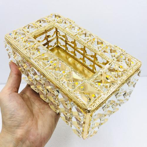 Jual Crystal Box Tissue Kotak penyimpan Tisu Warna Gold Mewah - Gold ...
