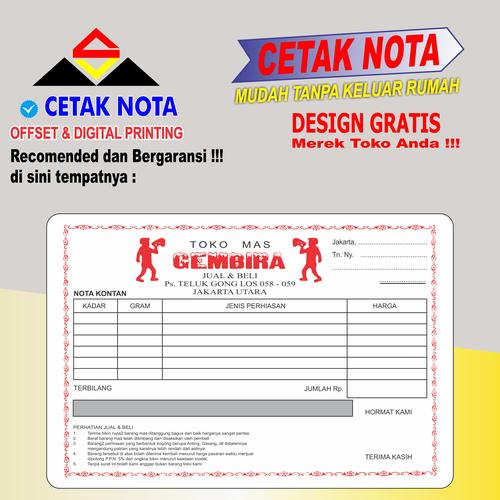 Jual Nota Custom Toko Anda 1/4F 3Ply NCR - 2 warna - Jakarta Barat ...