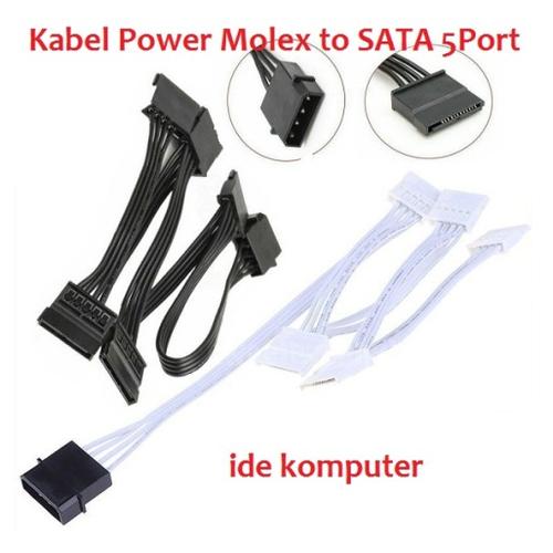 Jual Kabel Power Molex 4Pin to 5x Conector Kabel SATA - Putih, Molex to ...