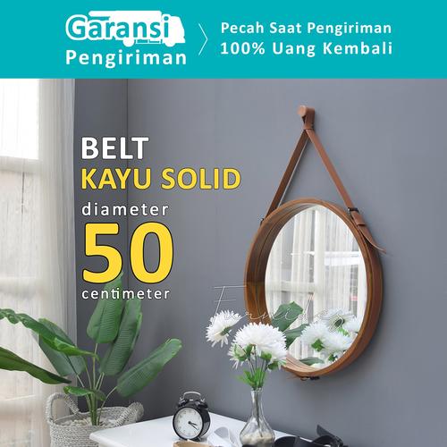 Jual Cermin Gantung Bulat/Bundar Diameter 50 cm Kayu Tebal 5 cm + Belt ...