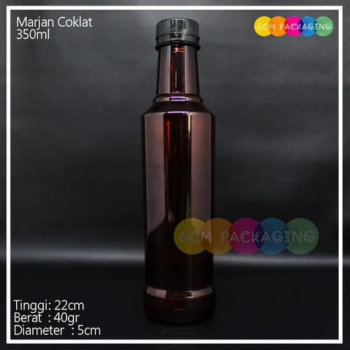 Jual Botol plastik pet Marjan coklat tebal 350ml kopi jus susu madu ...