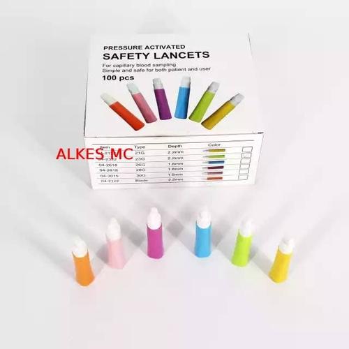 Jual Safety Lancet 28G Linkfar (pink) contact activated pressure ...