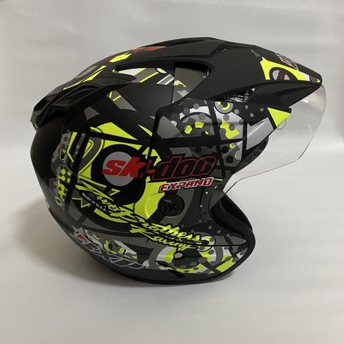 Jual Helm Motor Half Face JP 7 Ski-Doo Motif Kuning SNI (Double Visor ...