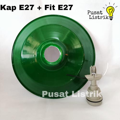 Jual Kap WD Lampu Gantung Hijau + Fitting Lampu Gantung E27 Ukuran 30cm ...