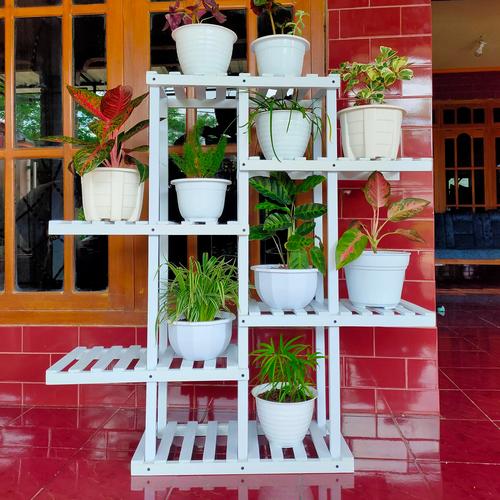 Jual rak bunga standing pot hiasan tanaman - walnut - Kab. Blitar ...