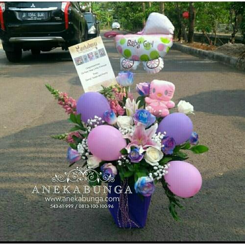 Jual Rangkaian Bunga Balon Kelahiran Bayi Baby Girl Born Balloon Flower ...