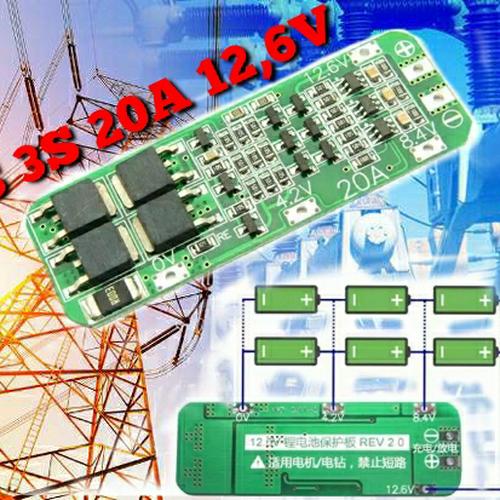 Jual BMS 3S 20A 12.6V Li-ion Lithium Battery 18650 Charger protection ...