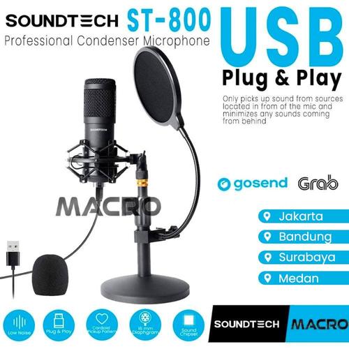 Promo SOUNDTECH Standing Microphone Condenser Recording Streaming ...