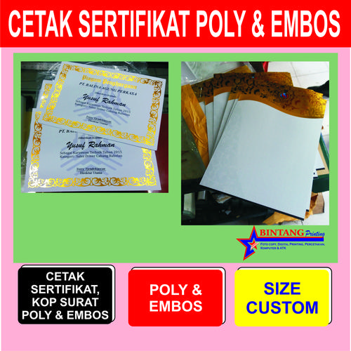 Jual Cetak Sertifikat Poly & Embos/ Hot Print murah - Jakarta Timur ...