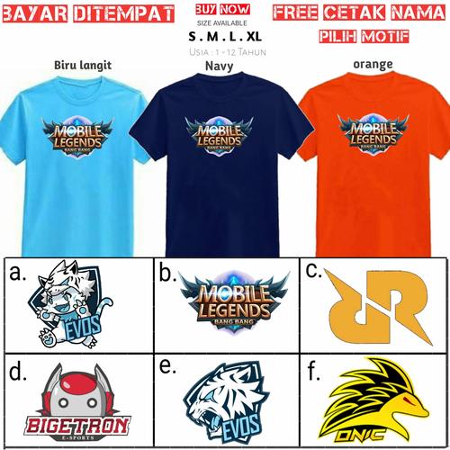 Jual Kaos Anak Mobile legend Logo/Baju Evos rrq onic logo Anak/Free ...