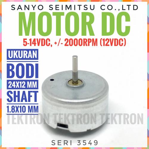 Jual Sanyo Motor DC 12V 2000rpm d 24m x t 12mm shaft 1.8mm - Kota ...