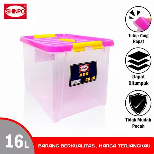 Jual SHINPO Kotak Penyimpanan Kontainer Plastik 16 Liter Ace Container ...