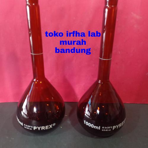 Jual labu ukur 1000ml full amber pyrex,labu ukur full coklat - Kab ...