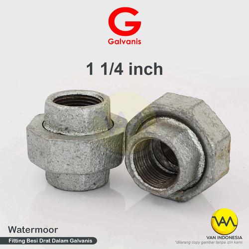 Jual Water Mur Galvanis 1 1/4 inch Union Female Fitting Pipa Besi ...
