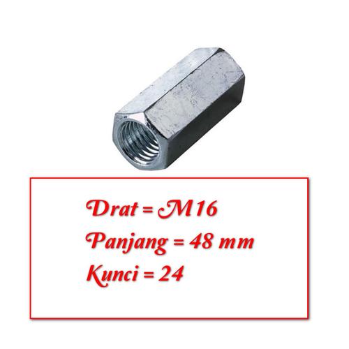 Jual M16X48 LONG NUT / MUR PANJANG / LONG NUT M16 MUR PANJANG / M16 X ...