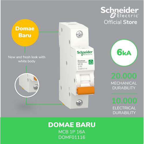 Promo (Isi 6pcs) Schneider Electric NEW DOMAE MCB 16A 1P - DOMF01116 Cicil 0% 3x - Jakarta Pusat ...
