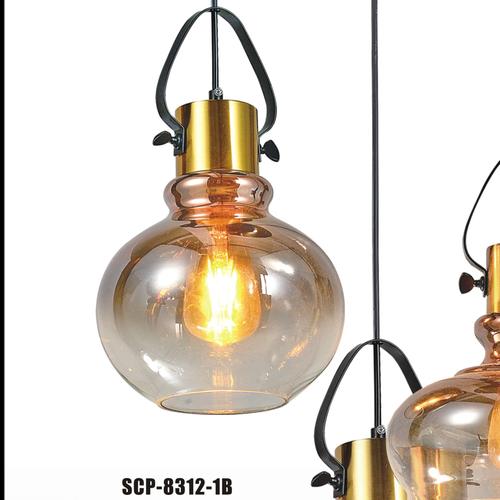 Jual Lampu Gantung Hias Modern Minimalis 1Lampu Kaca Smoke SCP 8312-1B ...