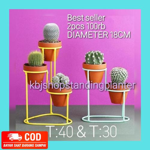 Jual Dudukan Pot Bunga Set 2 Pcs Rak Besi Cantik / Standing Planter ...