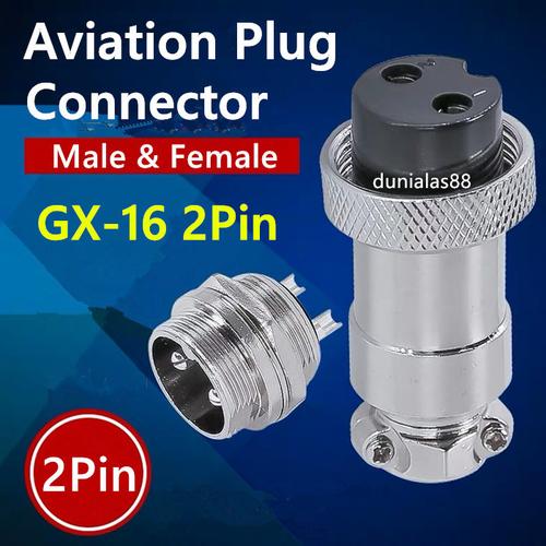Jual GX16 2Pin Aviation Plug Connector Konektor Male Female 2 Pin 16mm ...