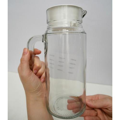 Jual Pitcher Kaca Tebal Dengan Tutup 1 Liter Glass Jug With Lid Jug ...