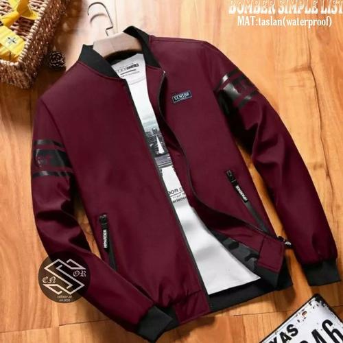 Jual JAKET BOMBER SIMPLE LIST PRIA TERBARU/JAKET PRIA BOMBER TASLAN ...