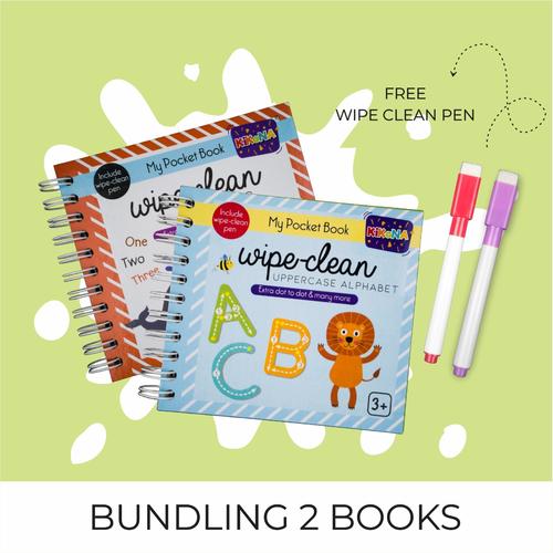 Jual Bundling 2 Buku KIKONA My Pocket Book Wipe Clean Free Spidol - Alphabet(Kecil), Bentuk ...