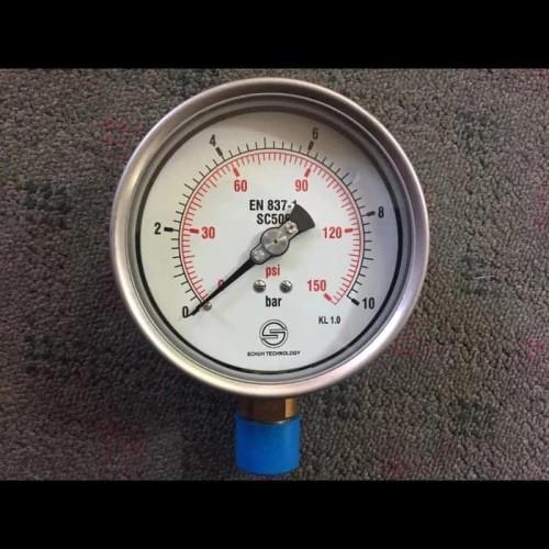 Jual Pressure Gauge Schuh Technology SC500 SS Brass 10 Bar dia : 4" (inch) - Jakarta Barat ...