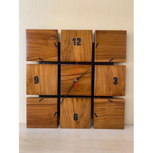 Jual Jam dinding kayu jati jam kayu jati kotak finishing 40cm - Kab ...