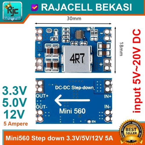 Jual Mini560 Stepdown 3.3V 5V 12V 5A Stabil mini Step Down Penurun ...