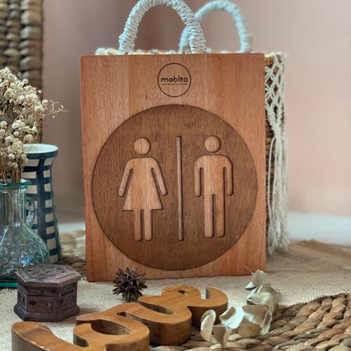 Jual [free grafir] Wooden Toilet Sign Tanda Toilet dari Kayu Restroom ...