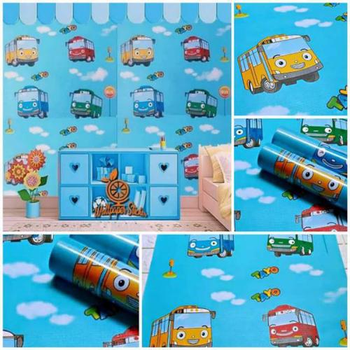 Jual Wallpaper Sticker Dinding Mutif Bus Kartun Toyo - Jakarta Utara ...