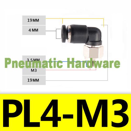 Jual Fitting Elbow Pneumatic Connector Drat M3 Selang 4MM L connector ...