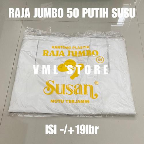 Jual Kantong Plastik Kresek Raja Jumbo 50 Putih Susu Tebal Kuat HD50 PS ...