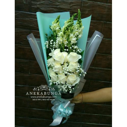 Jual Buket Bunga Mawar Putih Asli White Rose Flower Bouquet Wedding ...